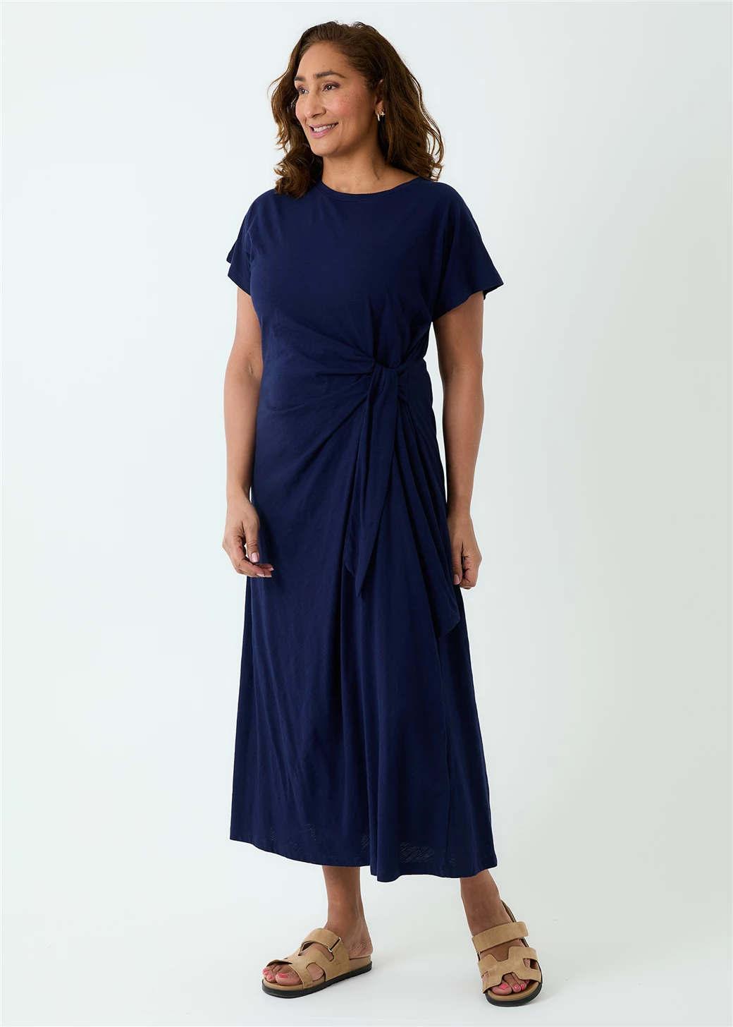 Slub Jersey Knot Front Maxi Dress